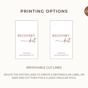 Recovery Kit Tag Template, Editable Wedding Hangover Kit Tag, Printable ...