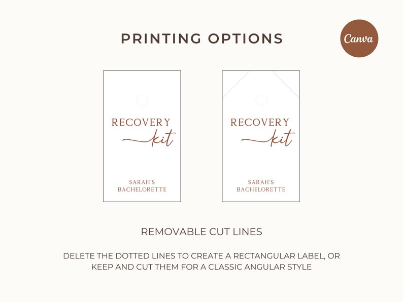 Recovery Kit Tag Template, Editable Wedding Hangover Kit Tag, Printable ...