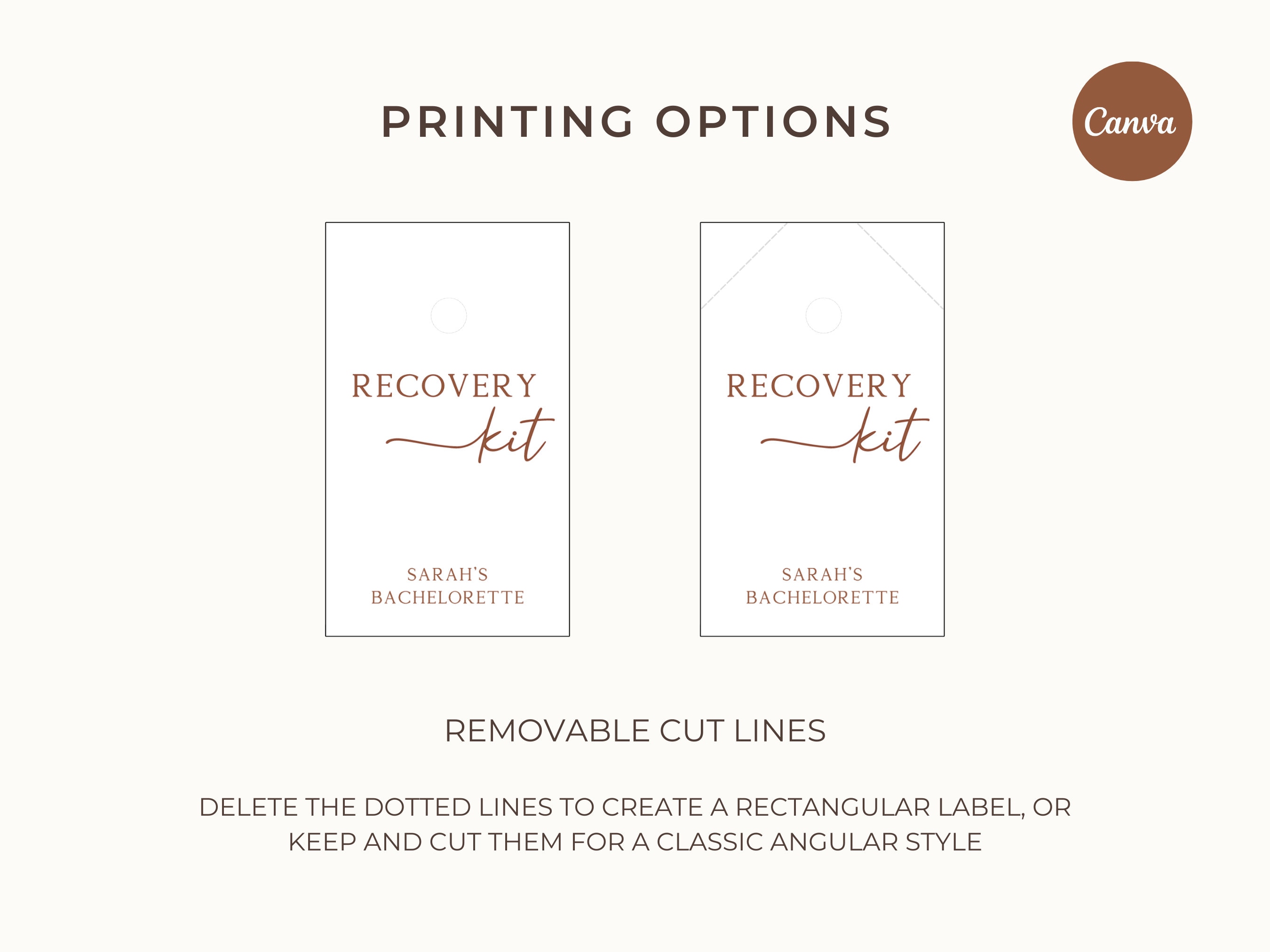 Recovery Kit Tag Template, Editable Wedding Hangover Kit Tag, Printable ...
