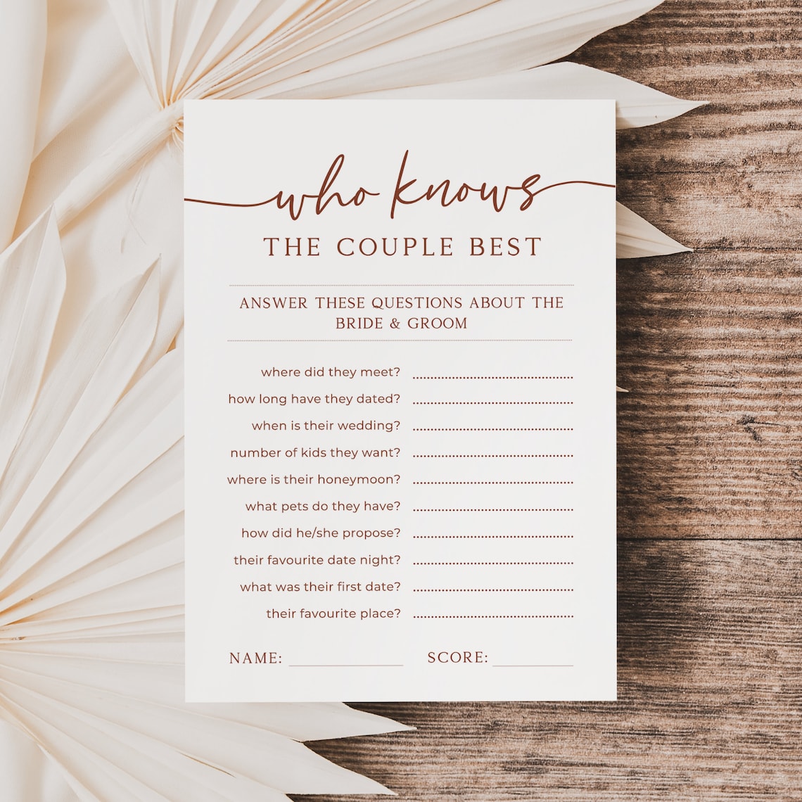 Who Knows the Couple Best Bachelorette Game Template, Editable Bridal ...