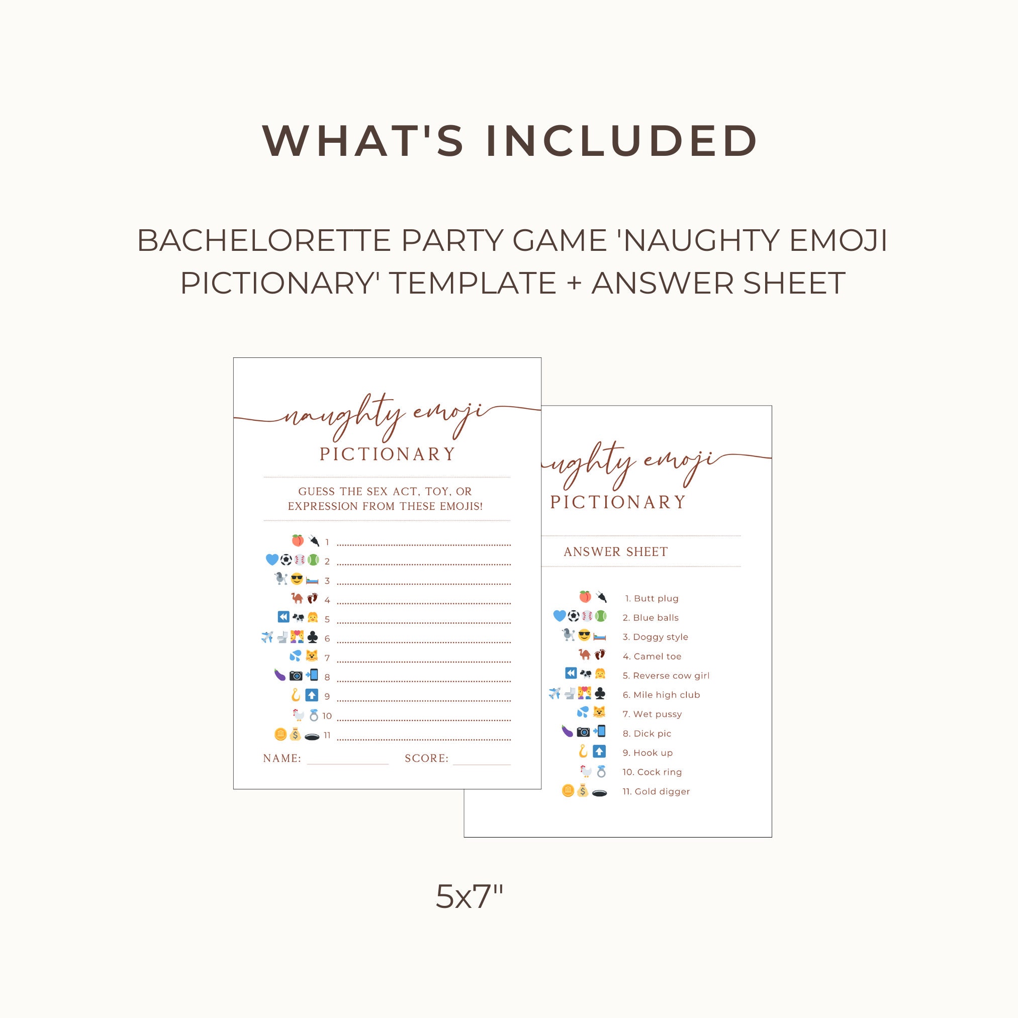 Dirty Emoji Pictionary Game Template, Editable Bachelorette Party Games ...
