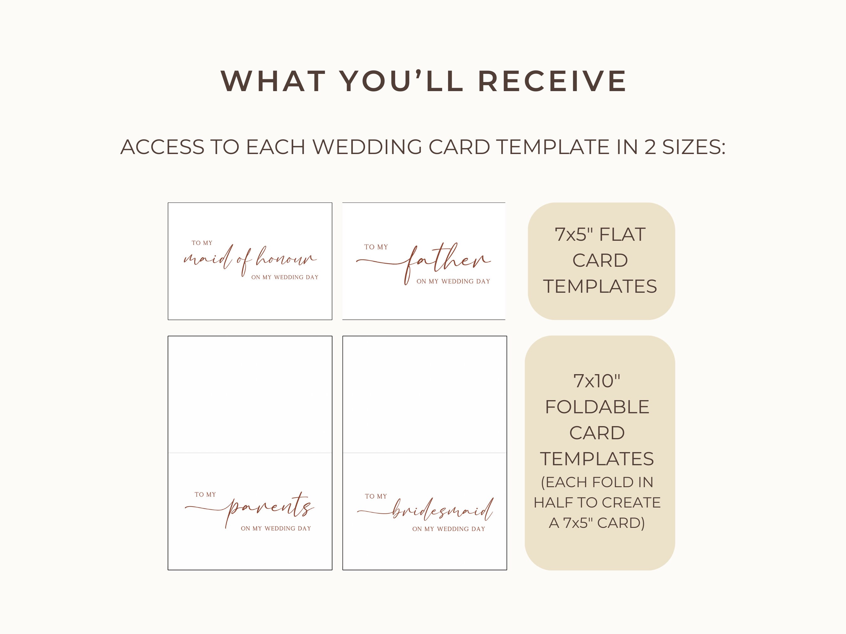 Editable Wedding Day Card Set, Wedding Card Template Bundle, Printable ...