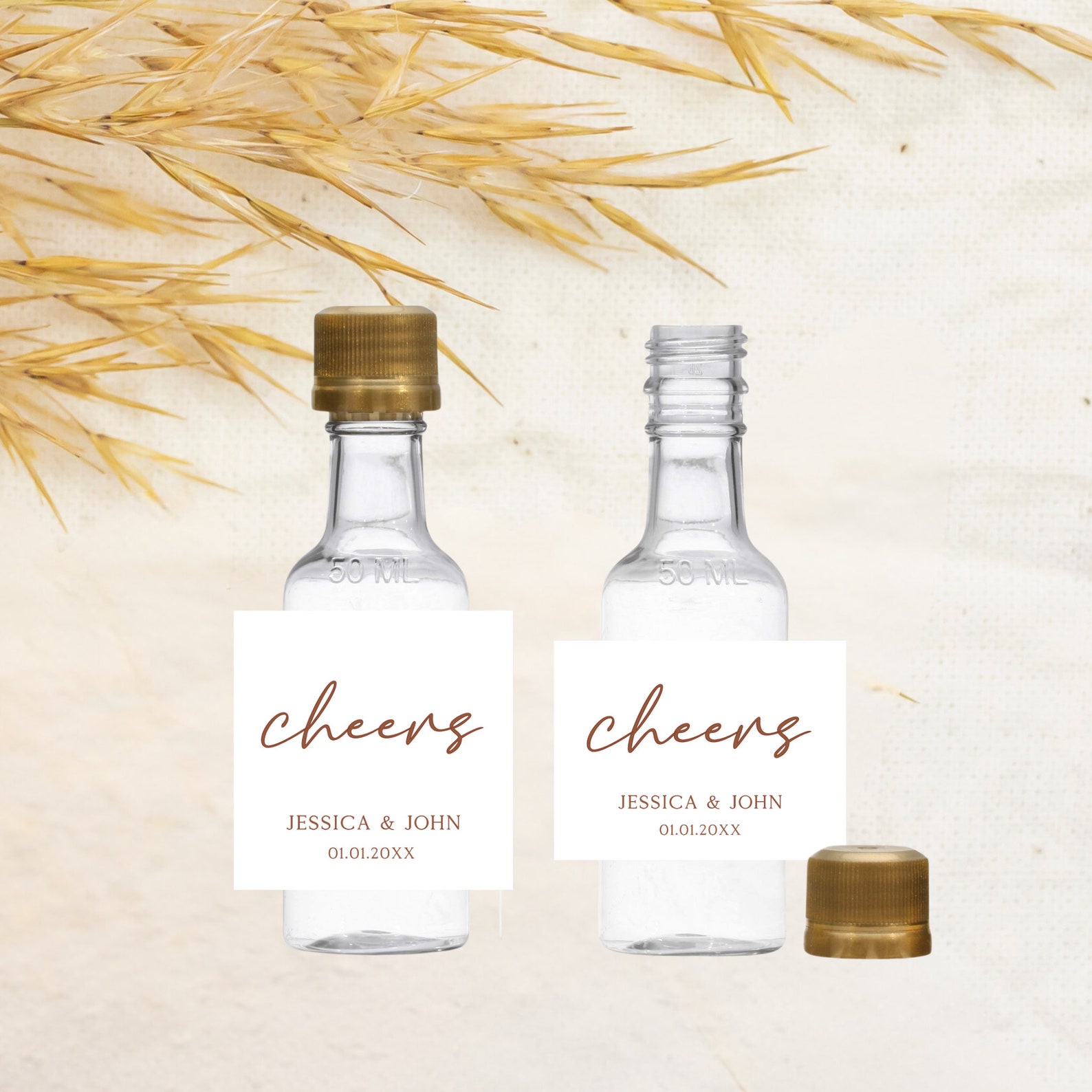 Shot Bottle Label Templates, DIY Wedding Favors, Custom Labels for Mini ...