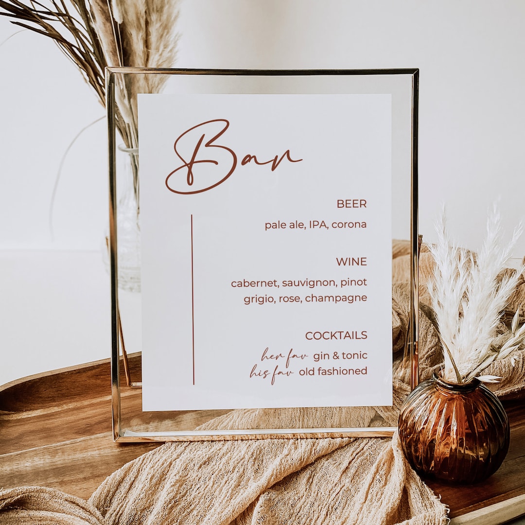Plantilla de menú de bar menú de bebidas de boda boho - Etsy México