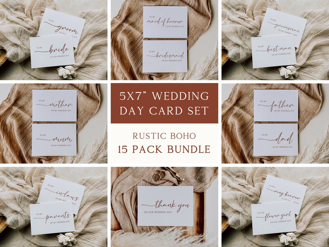 Editable Wedding Day Card Set, Wedding Card Template Bundle, Printable ...