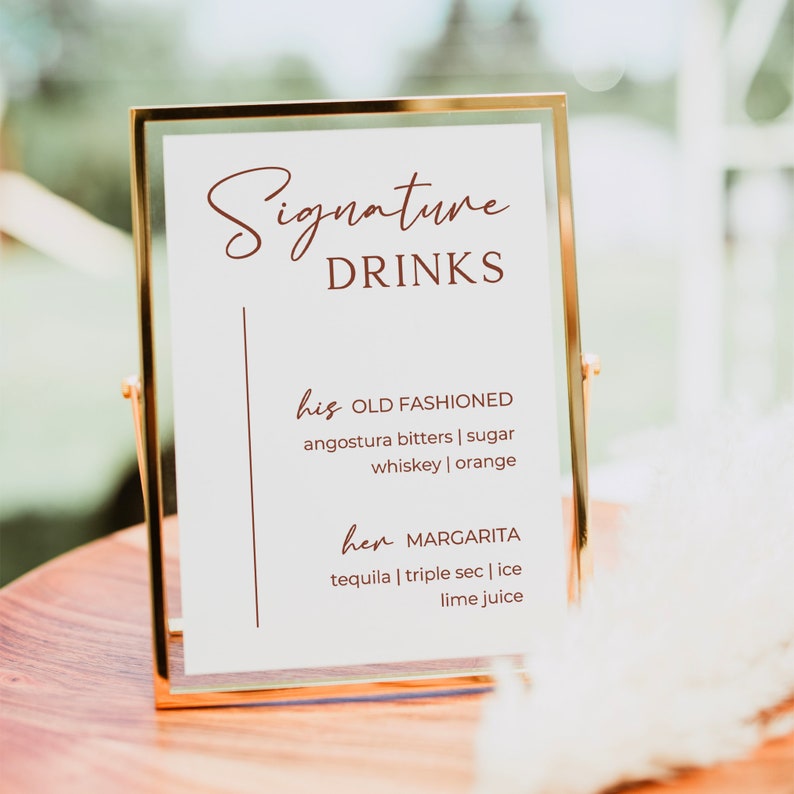 Signature Drinks Template, Editable Drink Menu, His and Hers Drinks ...