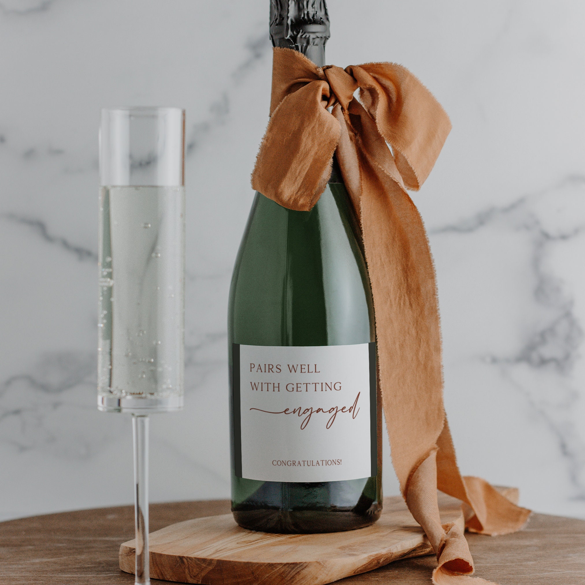 Custom Wine Label Template, Editable Champagne Label, Engagement Gift ...