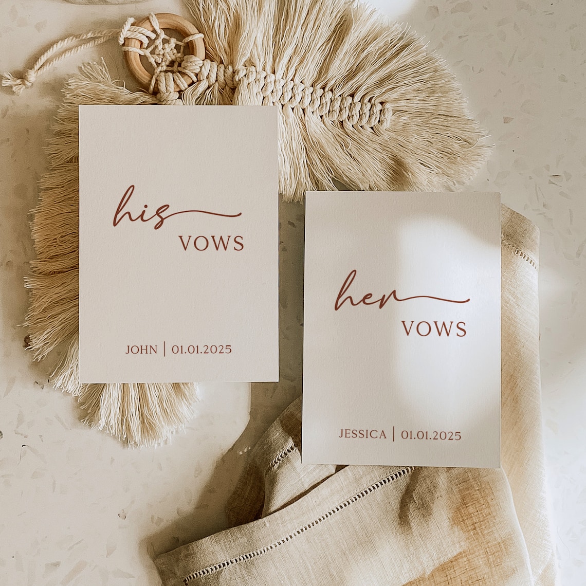 Wedding Vows Card Template, Printable His and Hers Vows Card, Our Vows ...