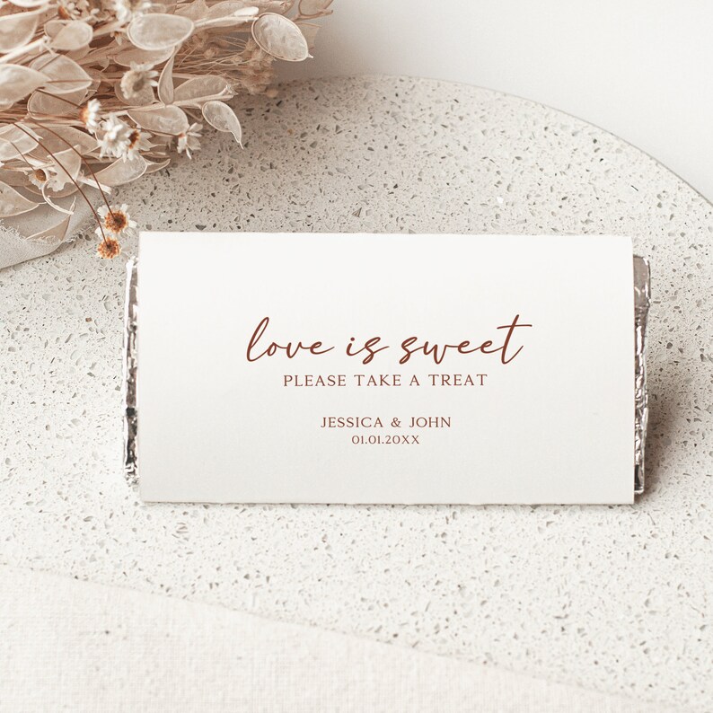 Chocolate Wrap Template, Printable Candy Wrapper, DIY Wedding Favors ...