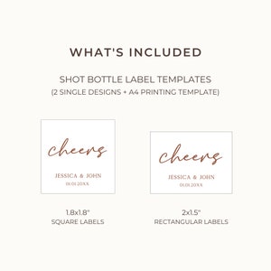 Shot Bottle Label Templates, DIY Wedding Favors, Custom Labels for Mini ...