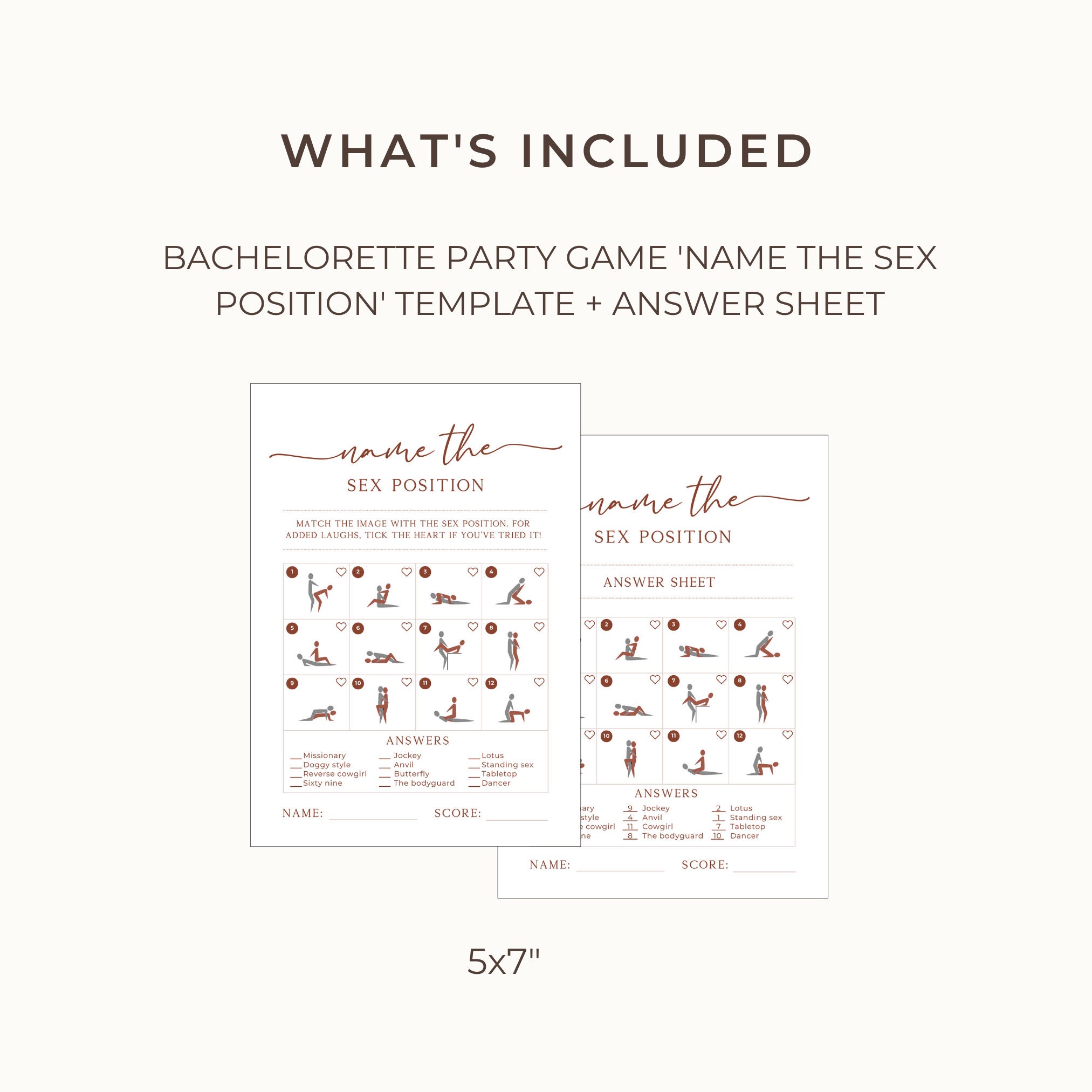 Name The Sex Position Game Template Adults Only Bachelorette Party Game X Rated Bachelorette 