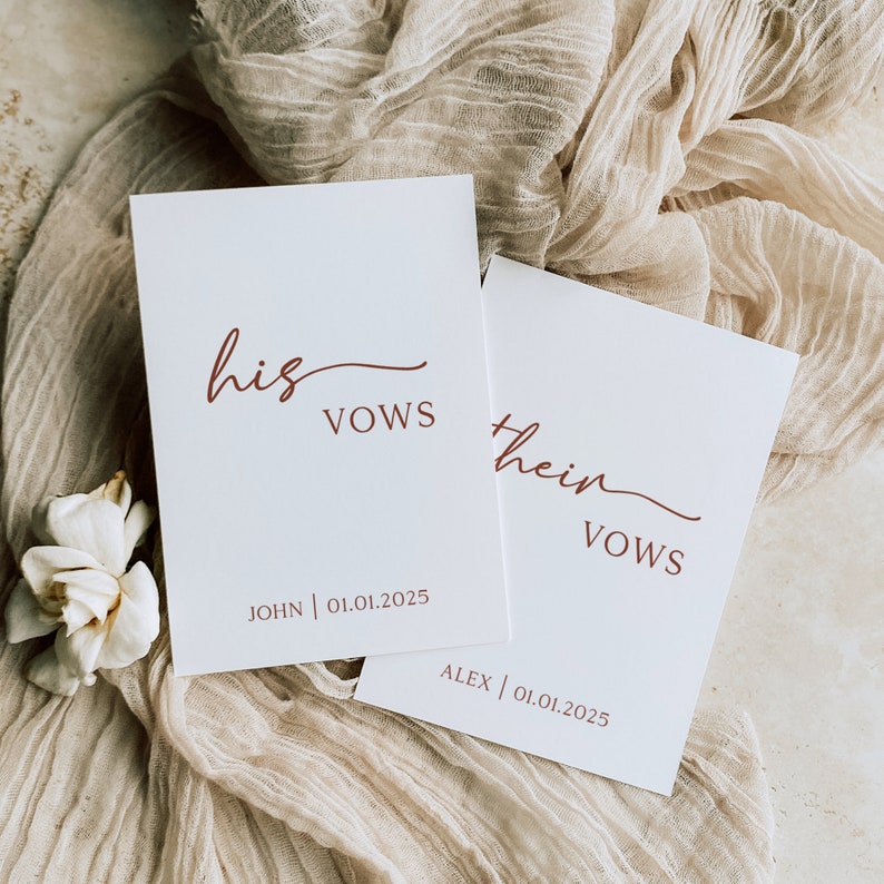 Wedding Vows Card Template, Printable His and Hers Vows Card, Our Vows ...