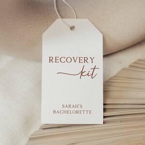 Recovery Kit Tag Template, Editable Wedding Hangover Kit Tag, Printable ...