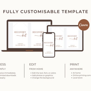 Recovery Kit Tag Template, Editable Wedding Hangover Kit Tag, Printable ...