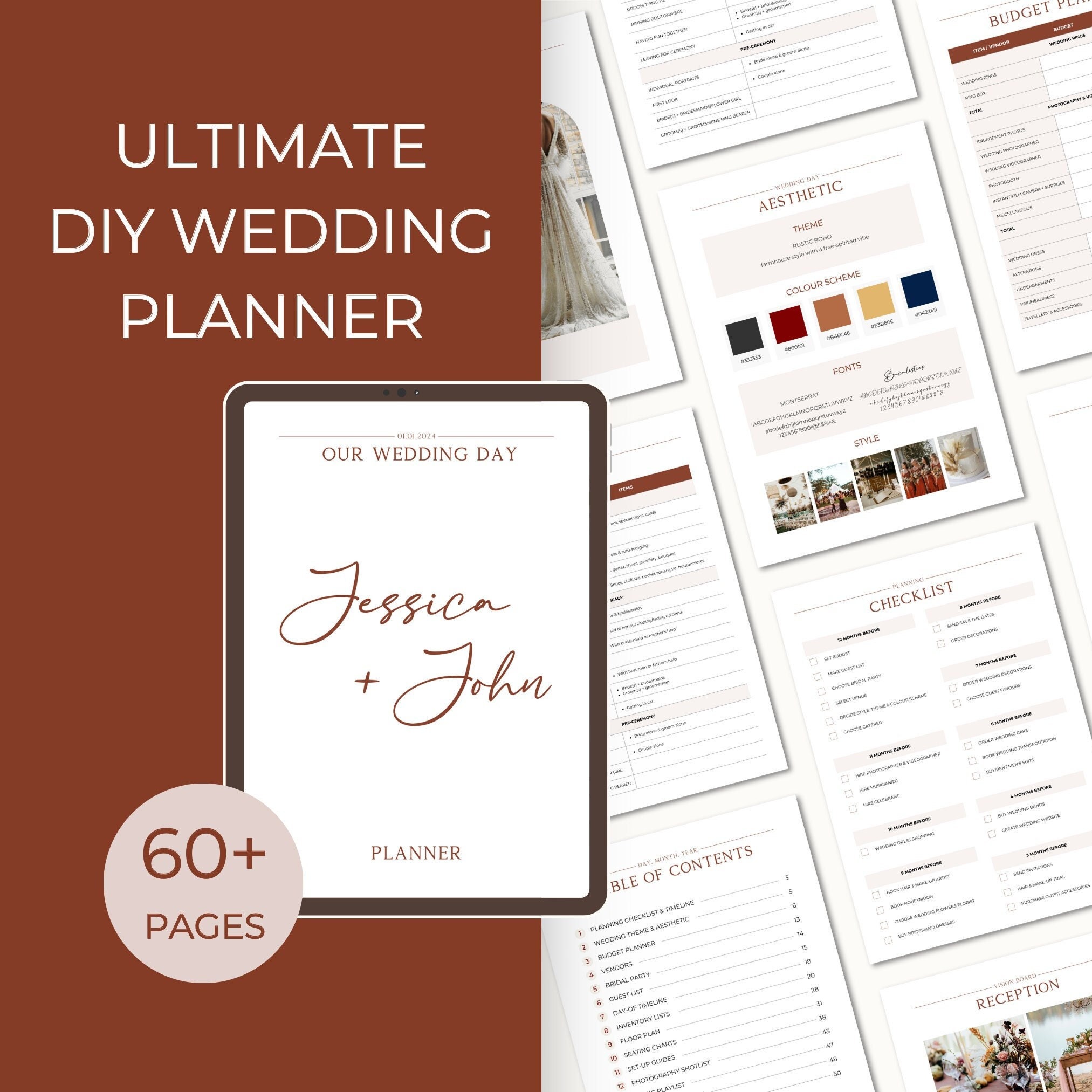 DIY Digital Wedding Planner Printable Wedding Plan Editable Wedding Day ...