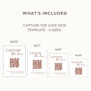 Capture the Love Wedding Sign Template, QR Code Sign, Share the Love ...