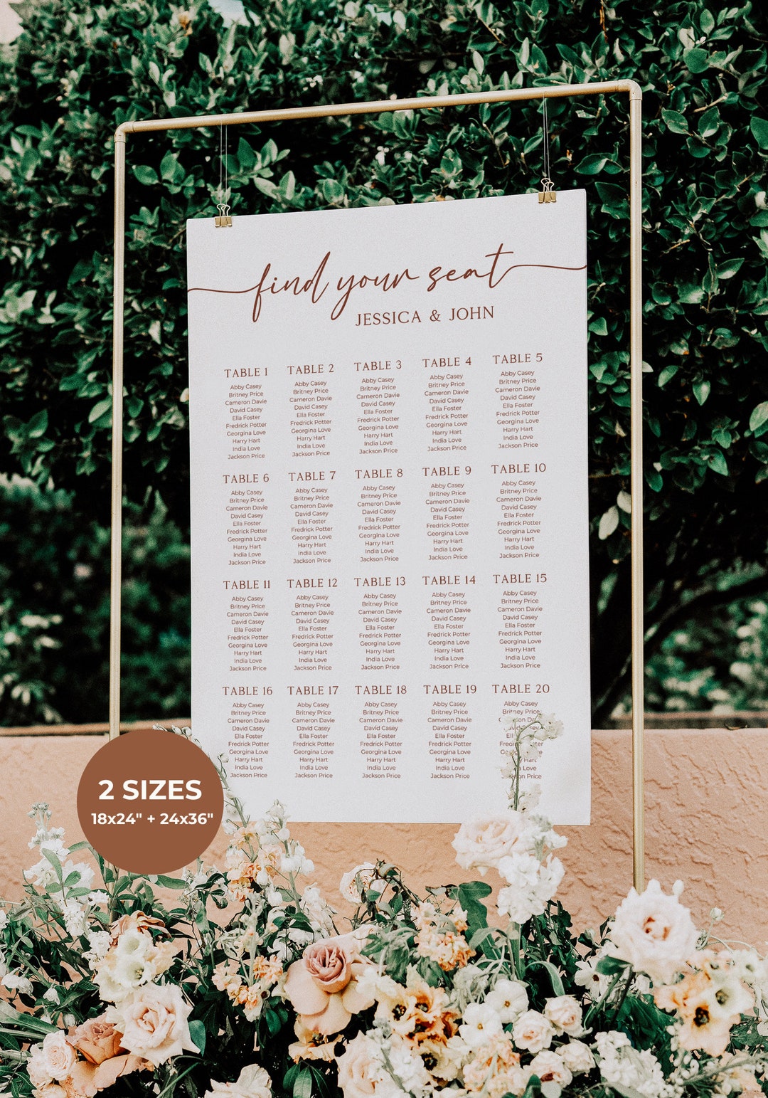 Portrait Wedding Seating Chart Template, Editable Seating Chart Sign ...