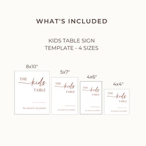Kids Table Sign Template, Kids Table Wedding Sign, Custom Kids ...