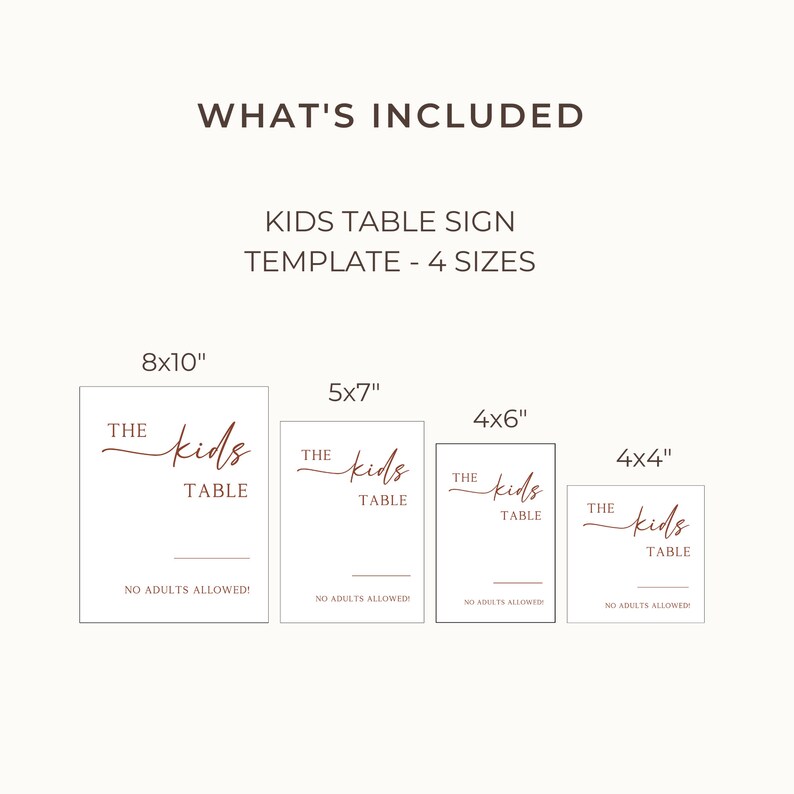 Kids Table Sign Template, Kids Table Wedding Sign, Custom Kids ...