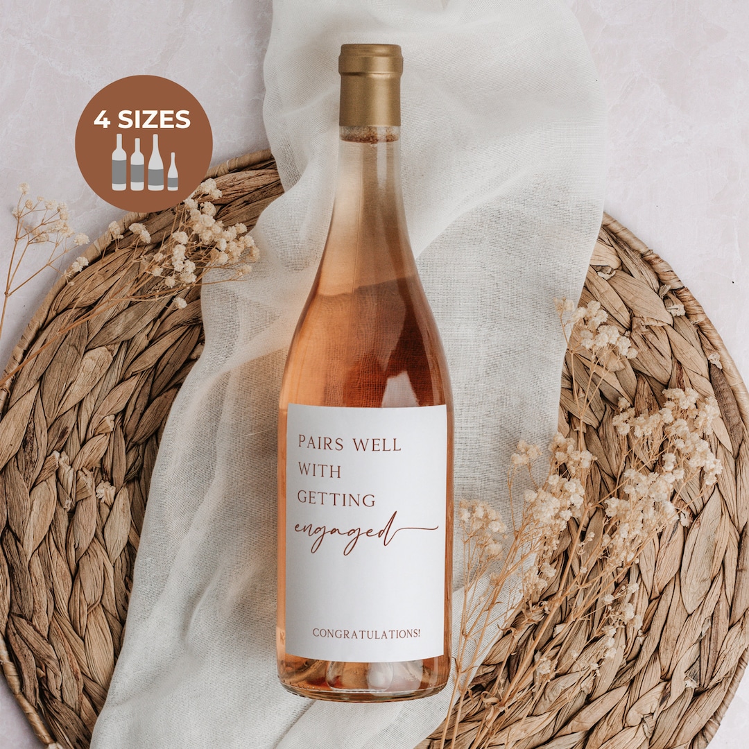 Custom Wine Label Template, Editable Champagne Label, Engagement Gift ...