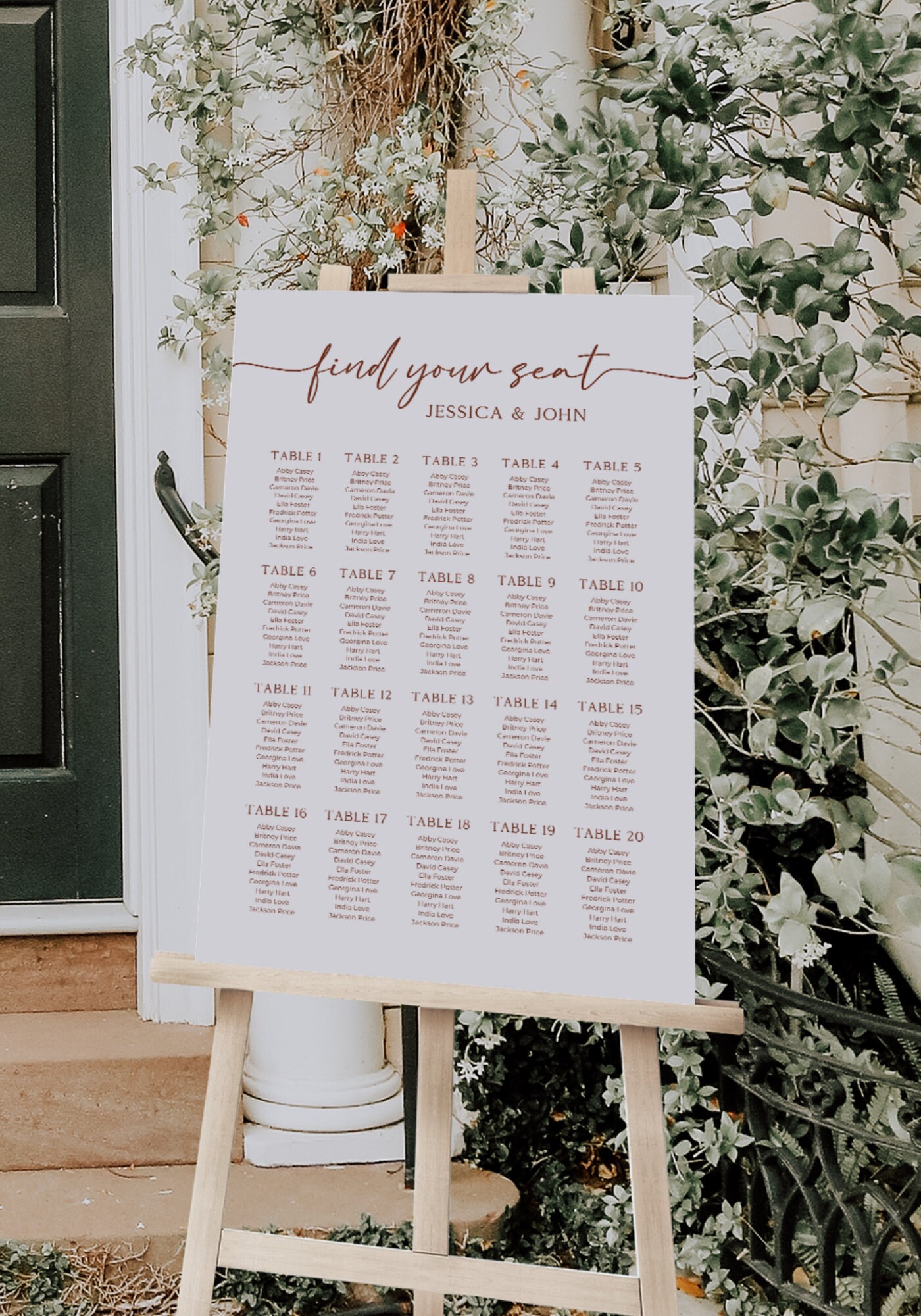 Portrait Wedding Seating Chart Template, Editable Seating Chart Sign ...