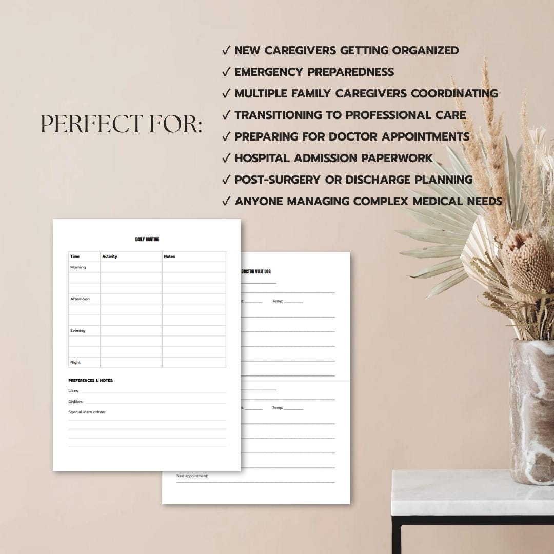Medical Information Bundle | Printable Care Recipient Profile, Medical ...