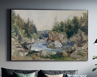 Vintage River Painting - Etsy