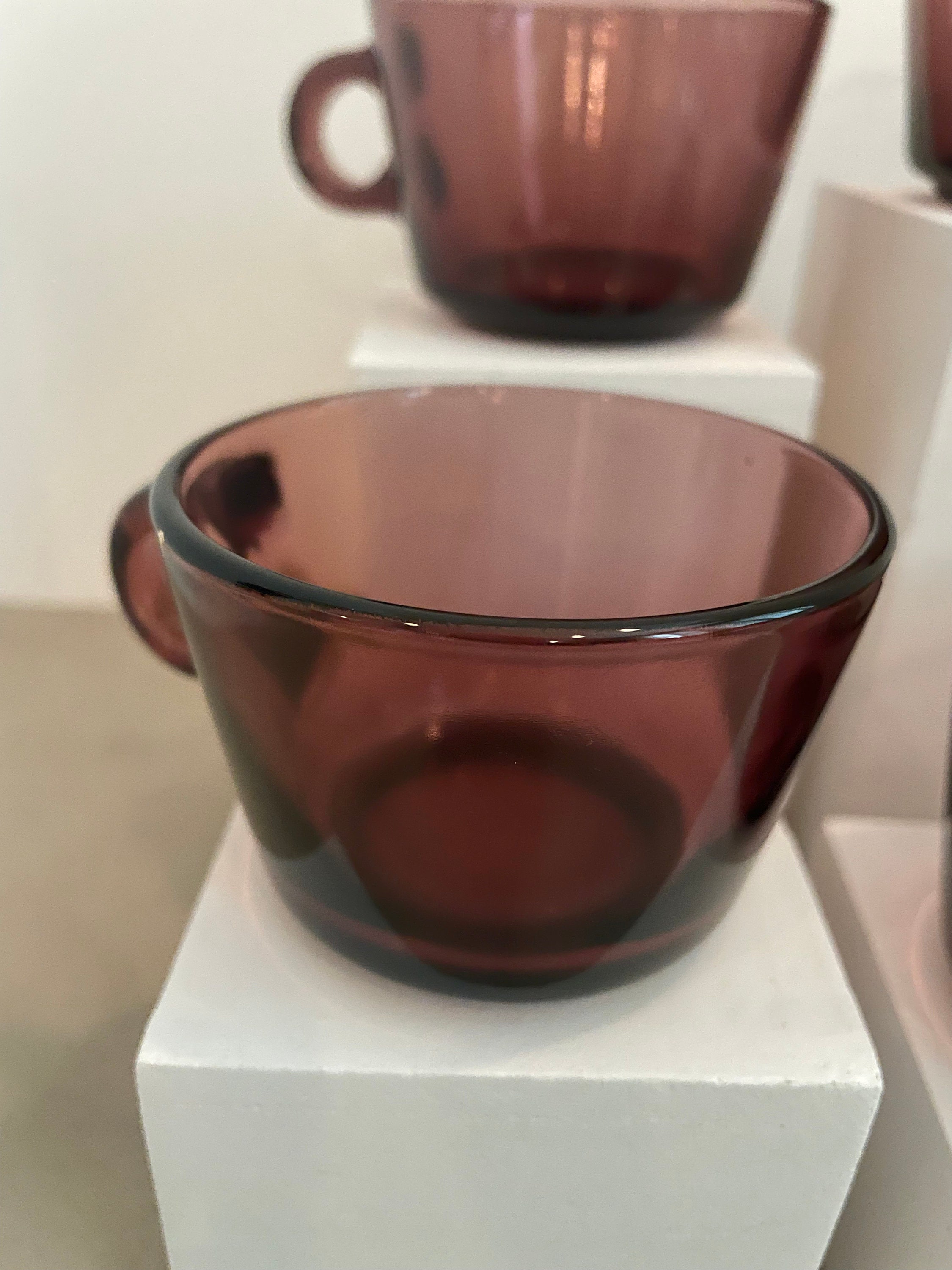 Vintage Amethyst Glass Tea Cups SET OF 4 - Etsy