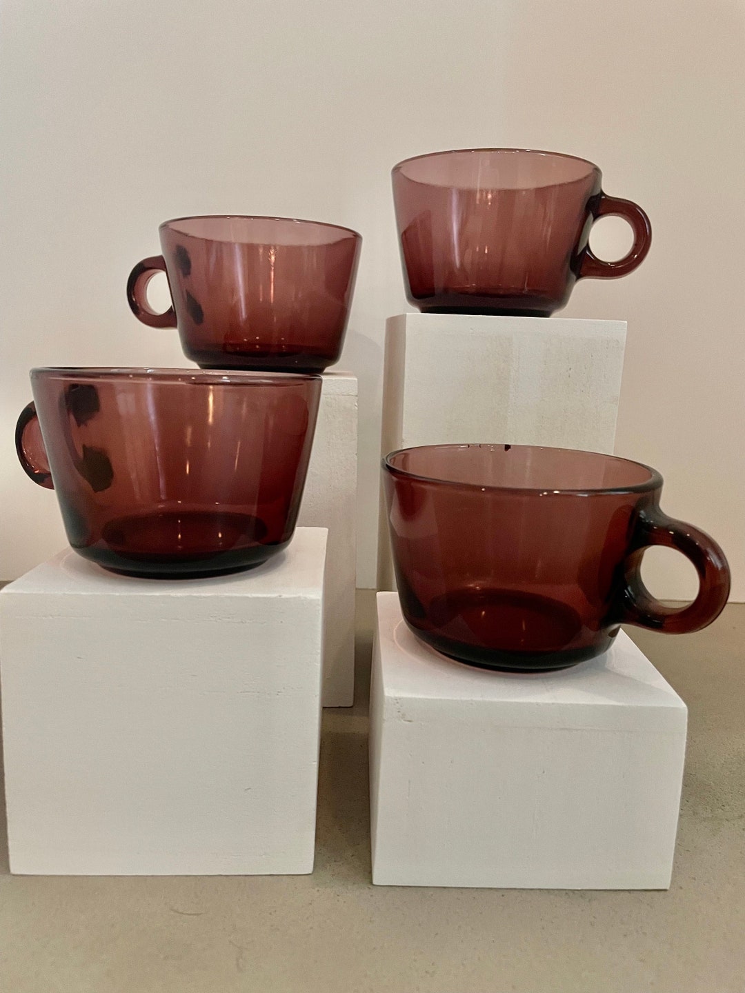 Vintage Amethyst Glass Tea Cups SET OF 4 - Etsy