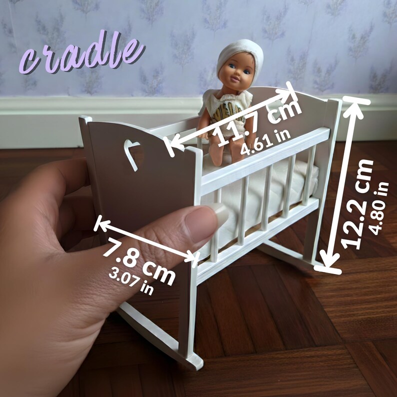 Miniature Nursery Crib 1:6 Scale - Barbie Furniture - Rocking Cradle - Etsy