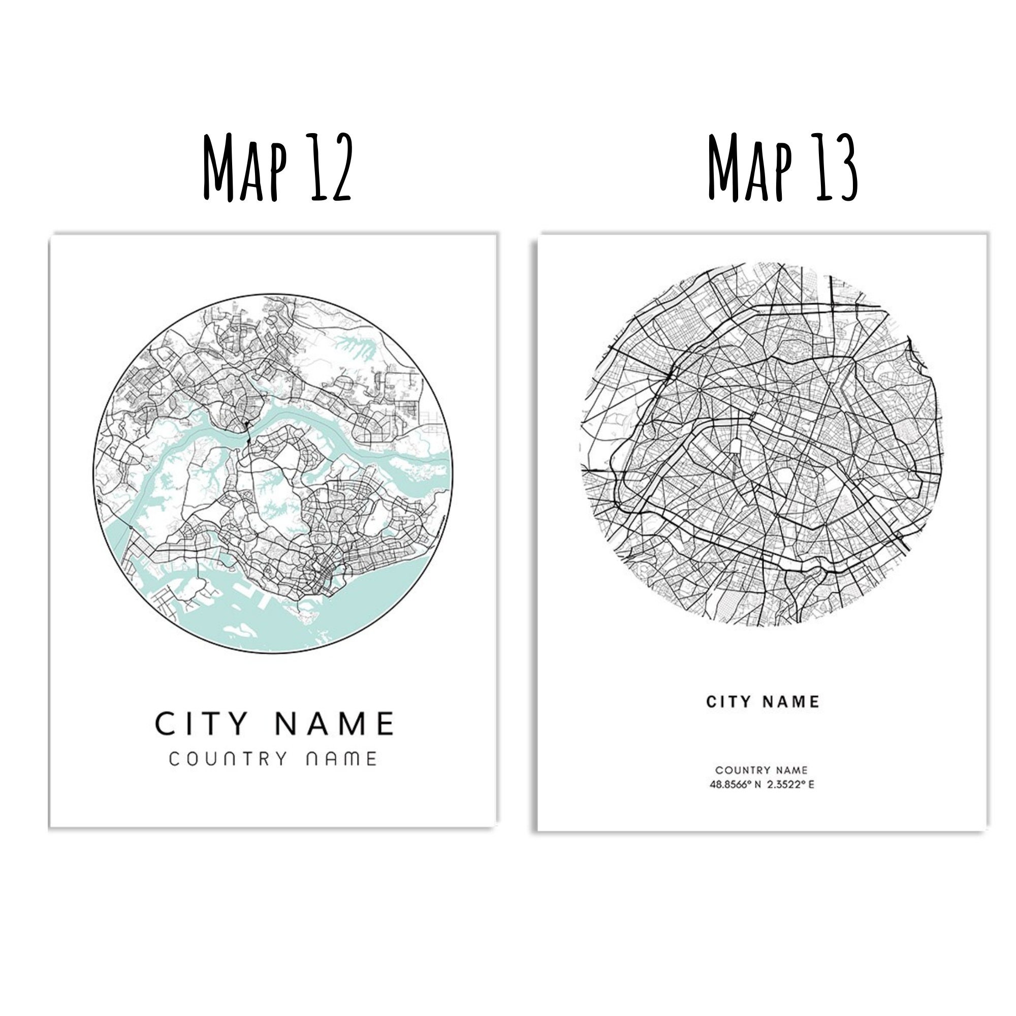 Custom City Map Print Decor Custom City Map Poster Personalized Map Art ...