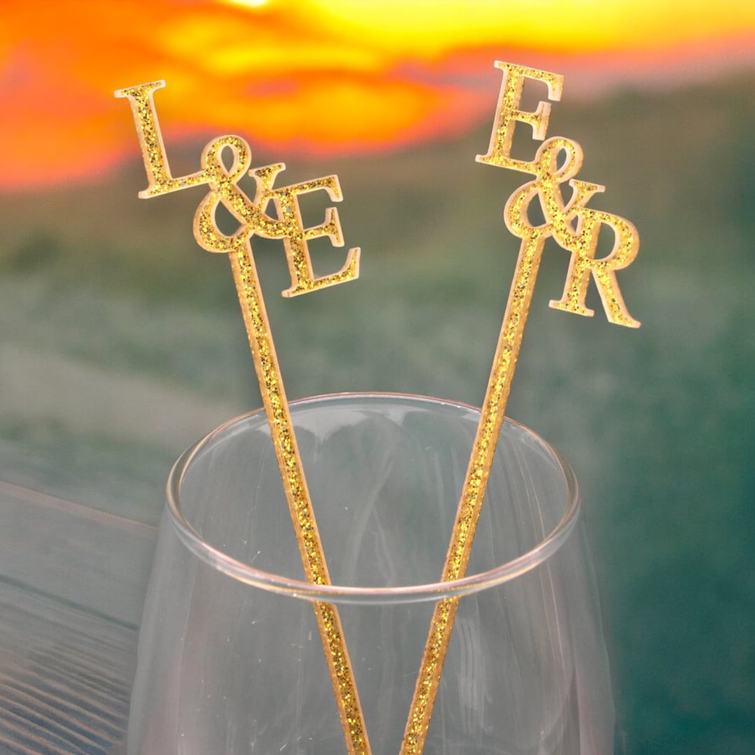 Sparkly Custom Initials Drink Stirrer, Personalized Drink Stirrers ...