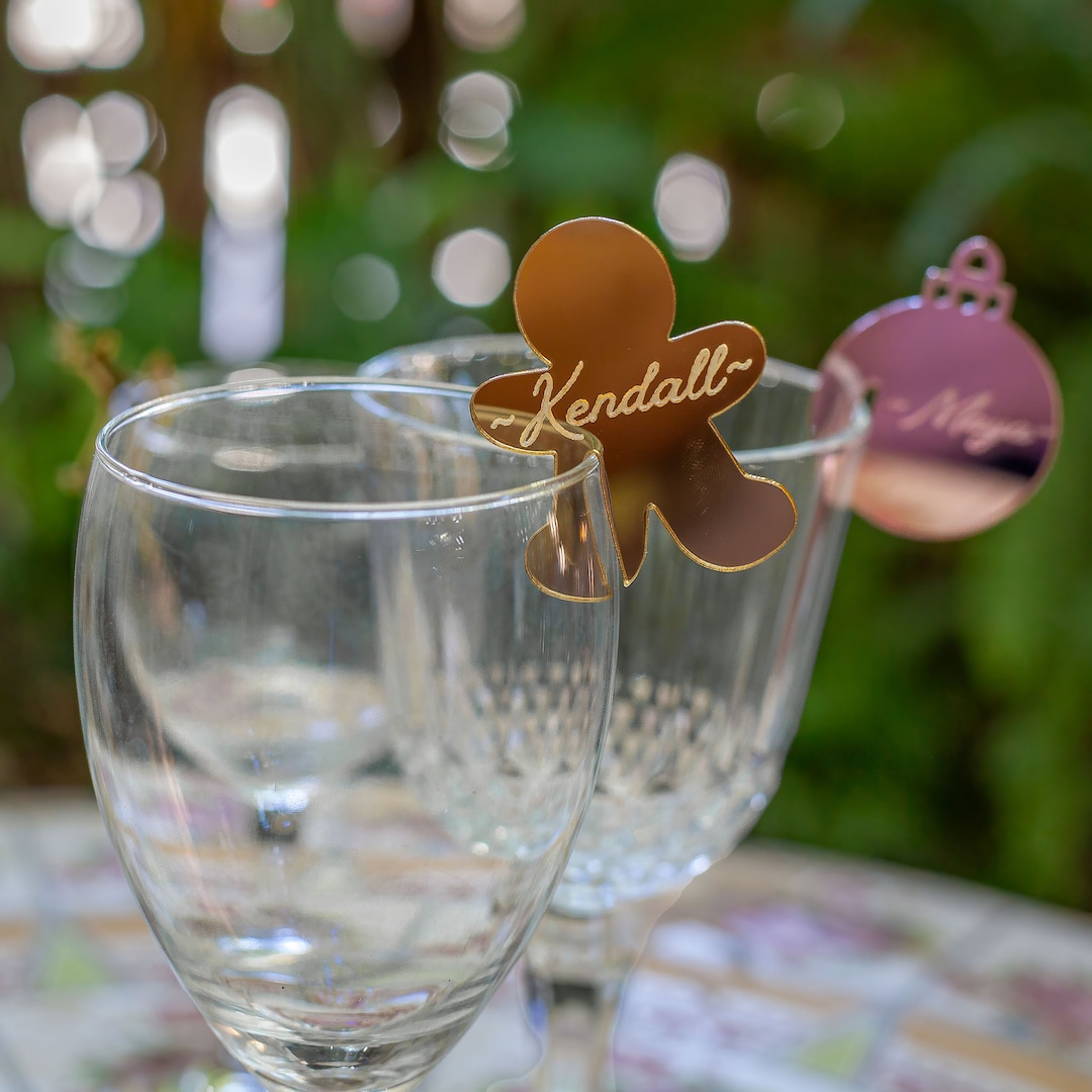 Christmas Drink Tags, Christmas Wine Glass Charms, Personalized Drink ...