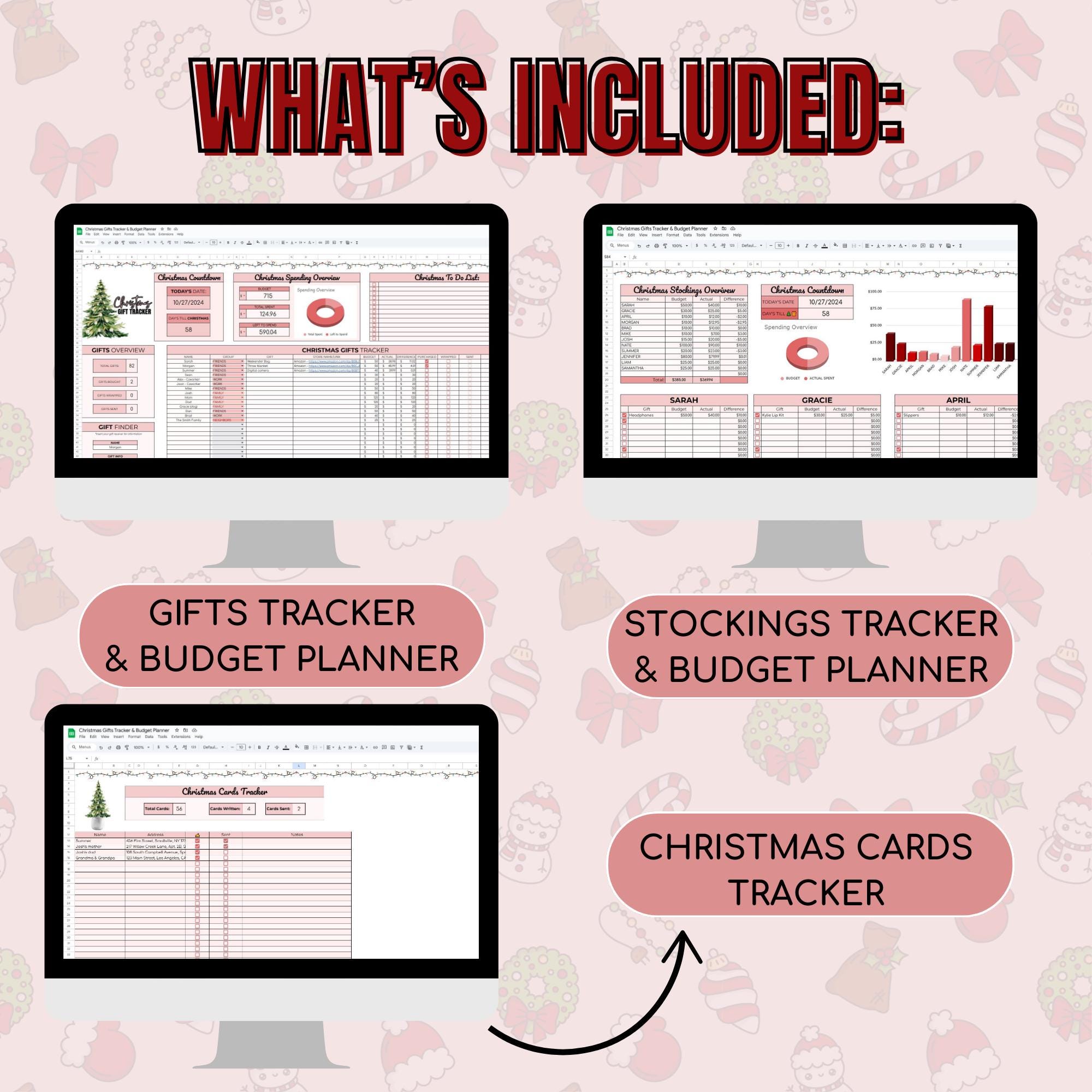 Christmas Gift Tracker Spreadsheet, Holiday Budget Planner - Etsy