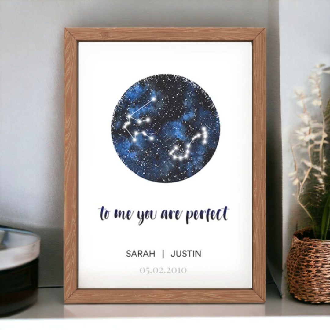 Digital Constellation Map, Custom Star Map, Couples Zodiac ...