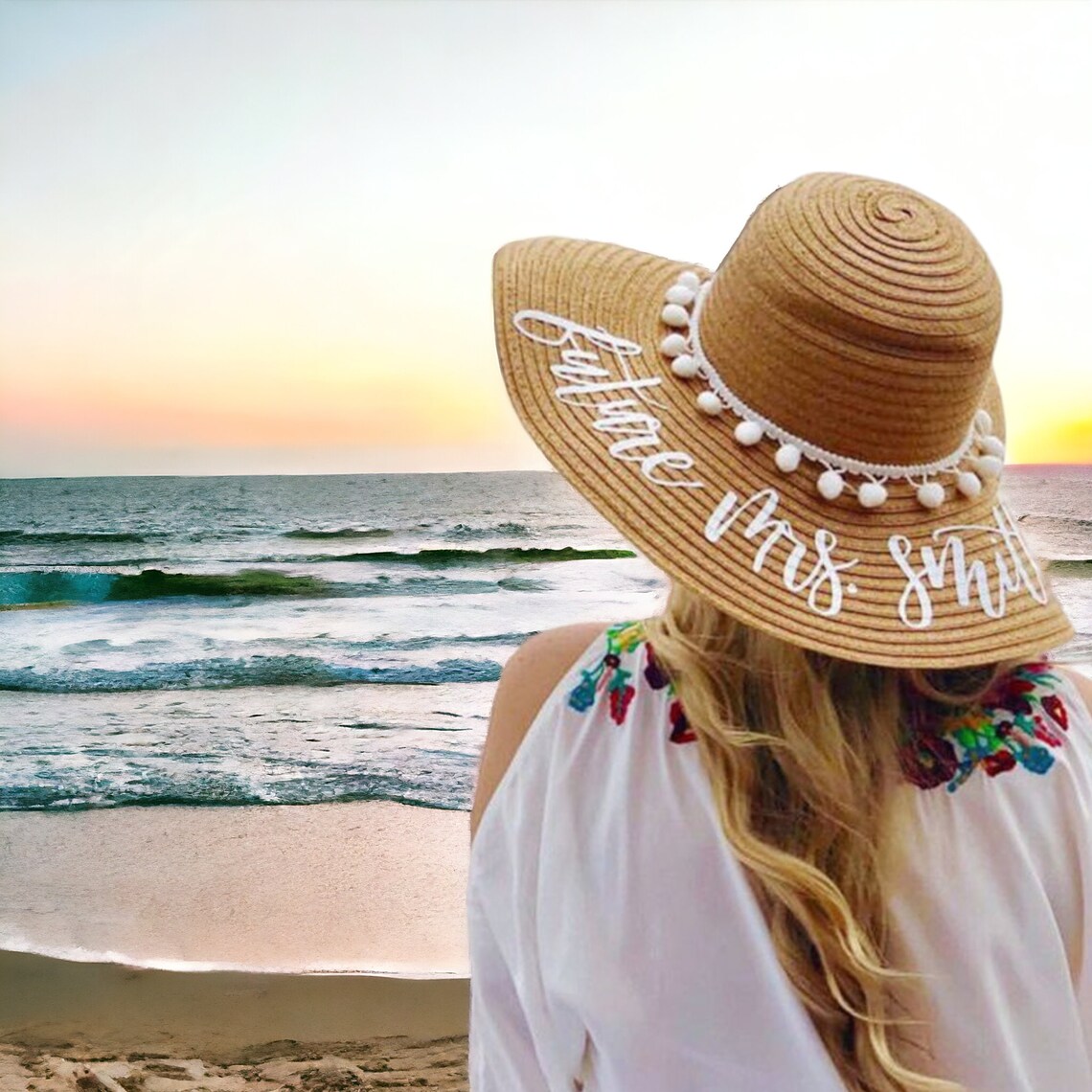Custom Beach Hats for Women, Personalized Honeymoon Sun Hat - Etsy