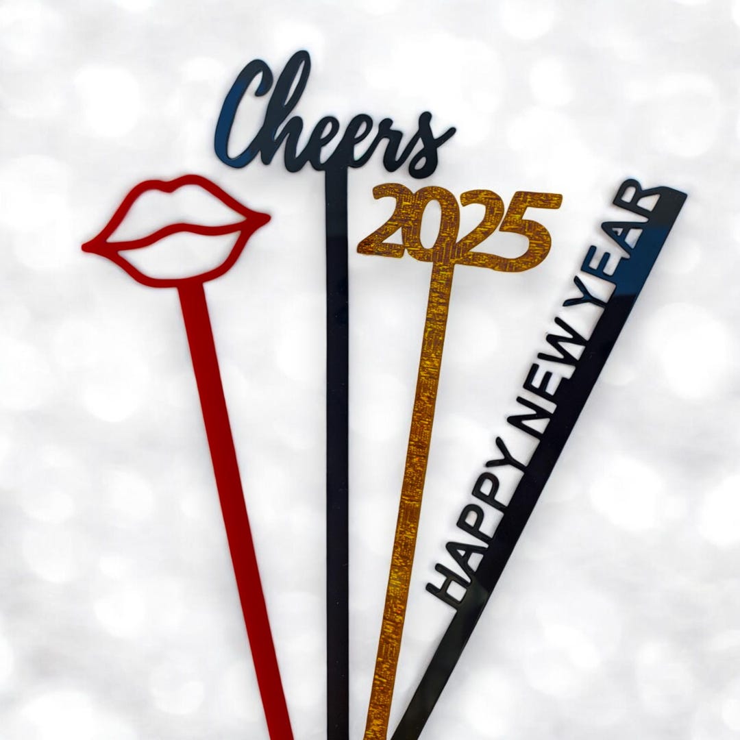 Custom New Years Drink Stirrers, 2025 Drink Stirrers, Cheers Drink ...