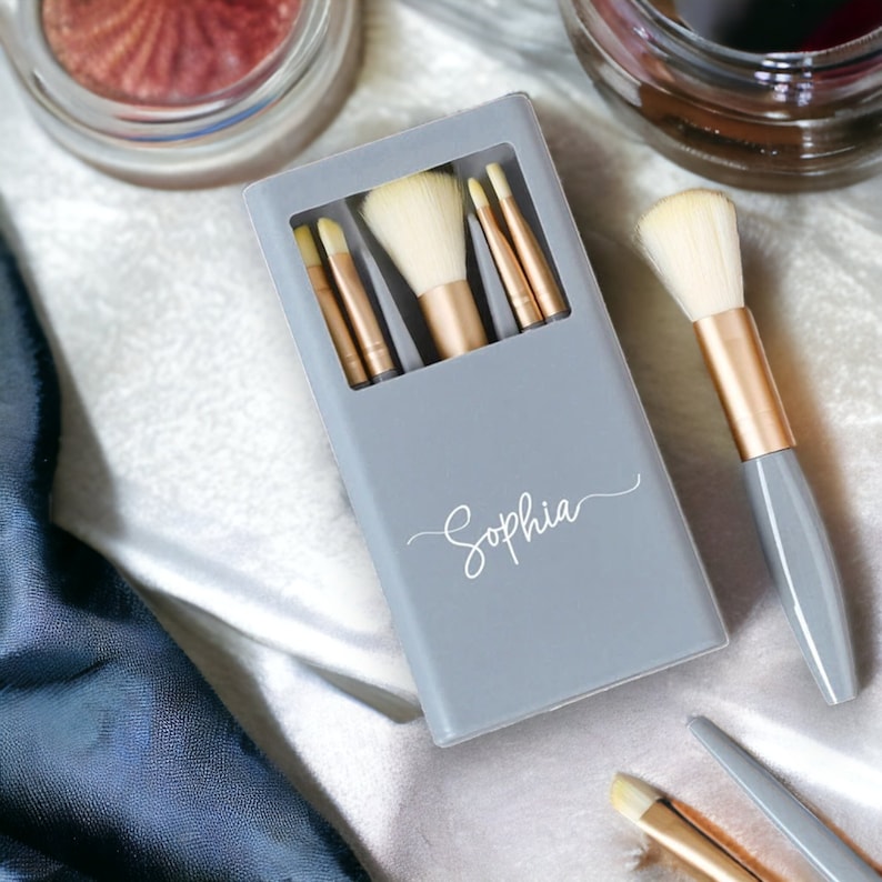 Personalized Makeup Brush Set Personalized Makeup Brush Case - Etsy
