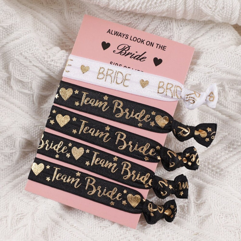 Team Bride Wristbands Bride Tribe Elastic Hair Tie Set Team - Etsy