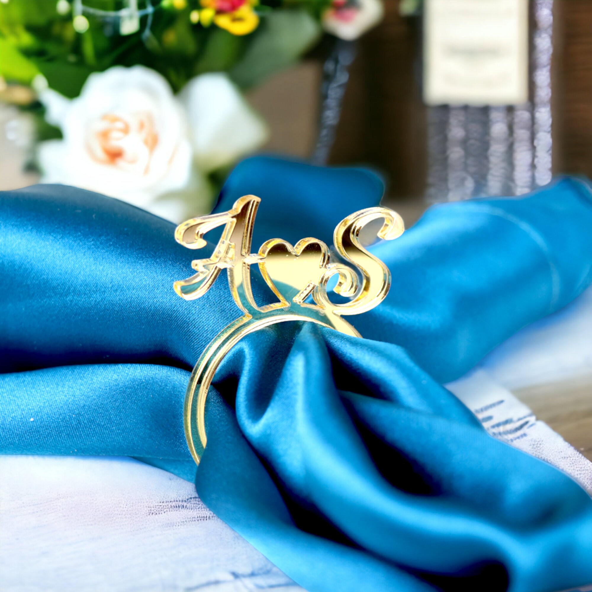 Personalized Napkin Rings, Napkin Rings for Wedding, Initials Napkin ...
