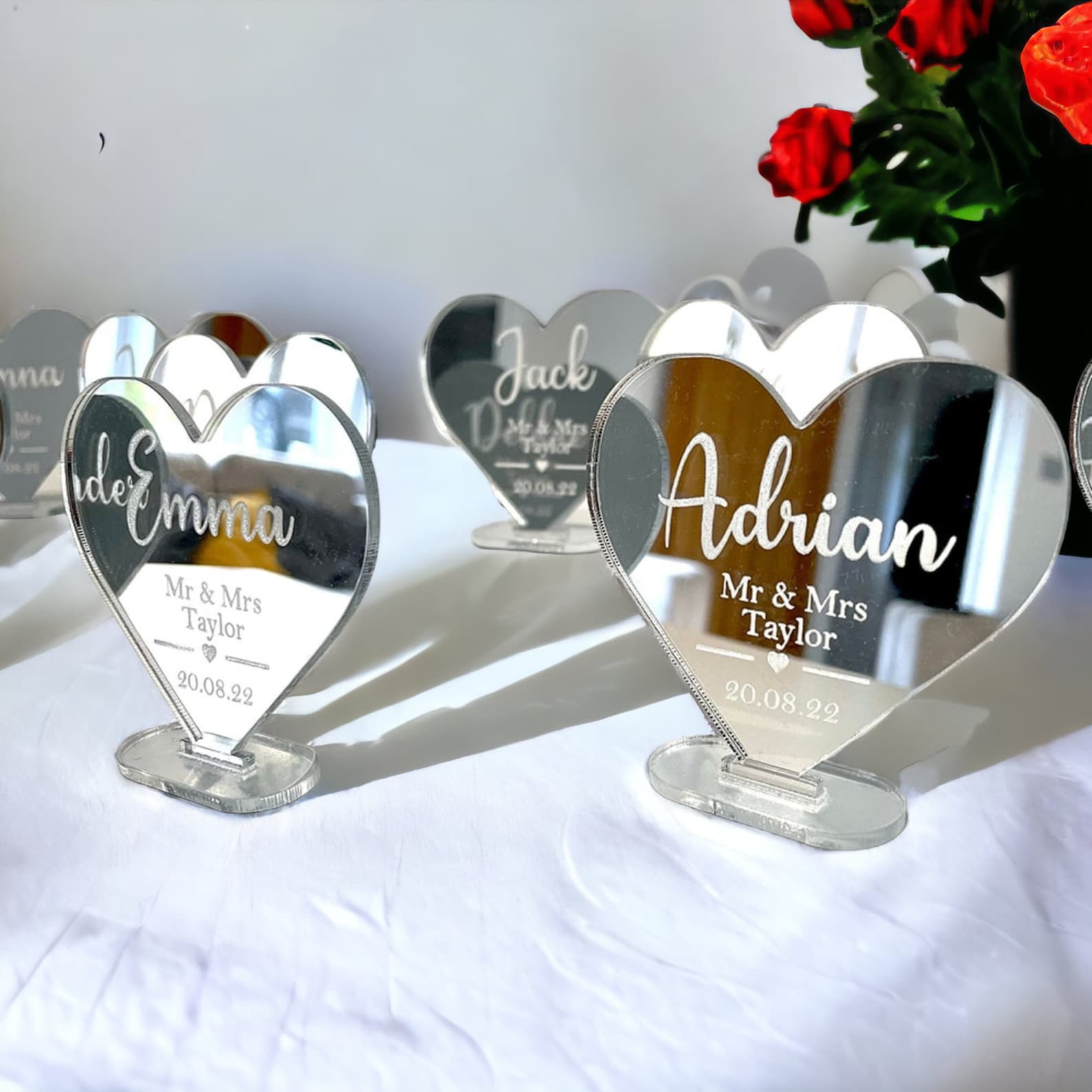 10-100 Personalized Mirrored Name Placers, Custom Wedding Place Cards ...
