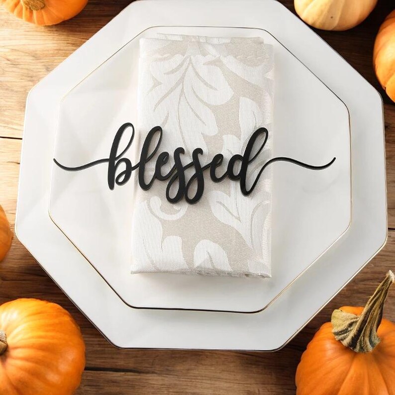 Thankful Place Cards, Custom Thanksgiving Place Cards, Blessed Place ...