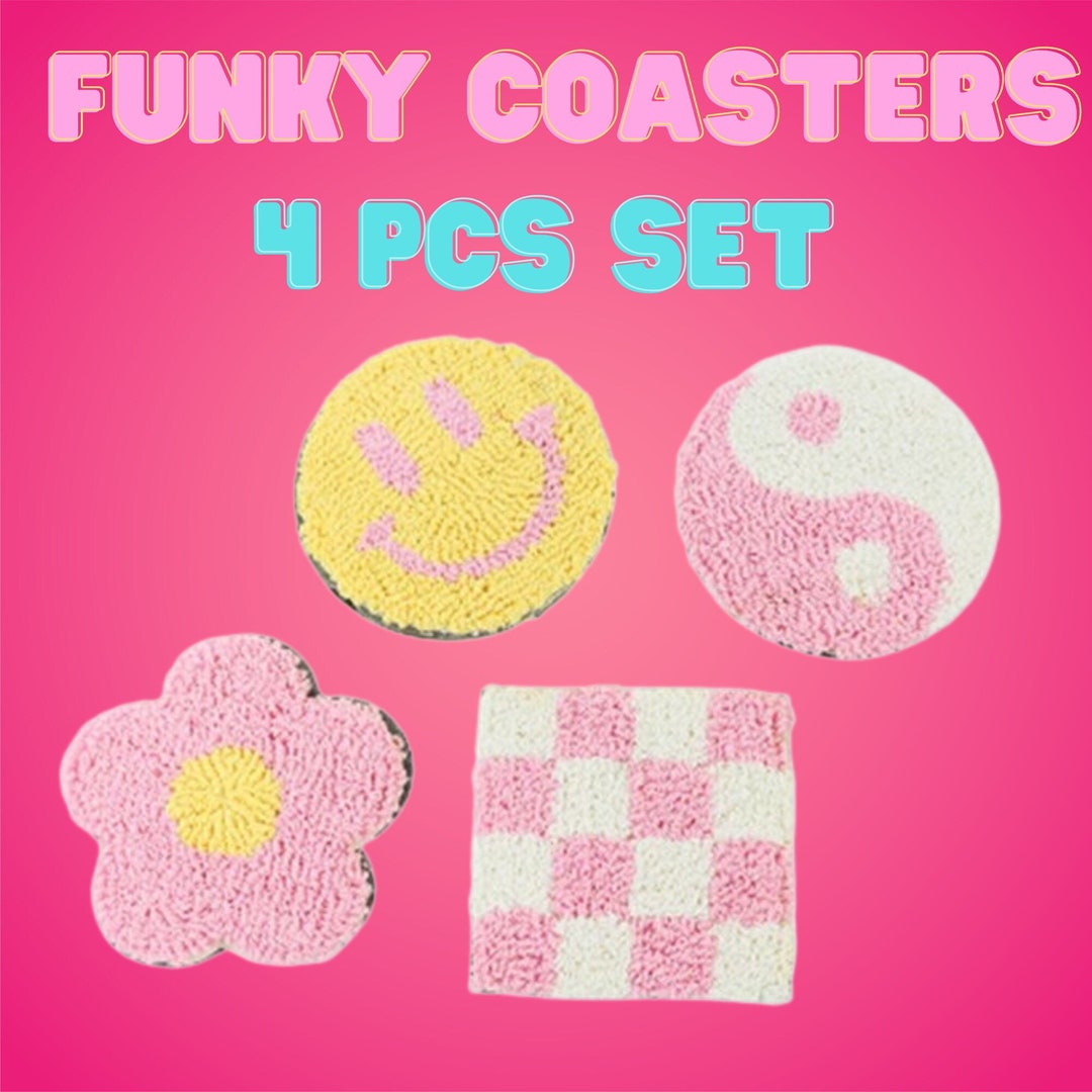 Hand Tufted Plush Coaster, Handmade Coaster, Punch Needle Coaster ...