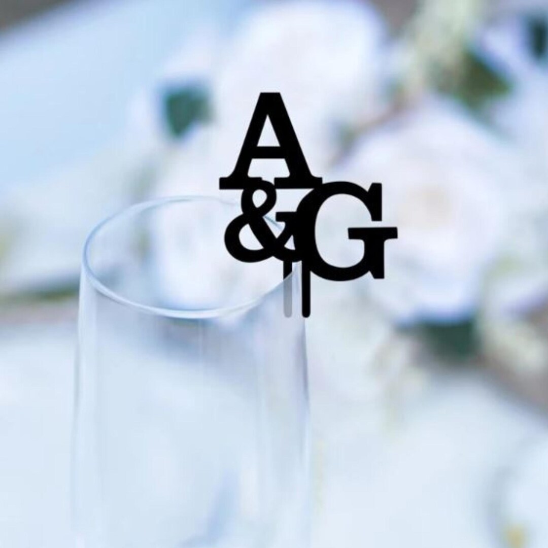 Personalized Drink Tags Initials, Custom Drink Toppers, Wedding Drink ...