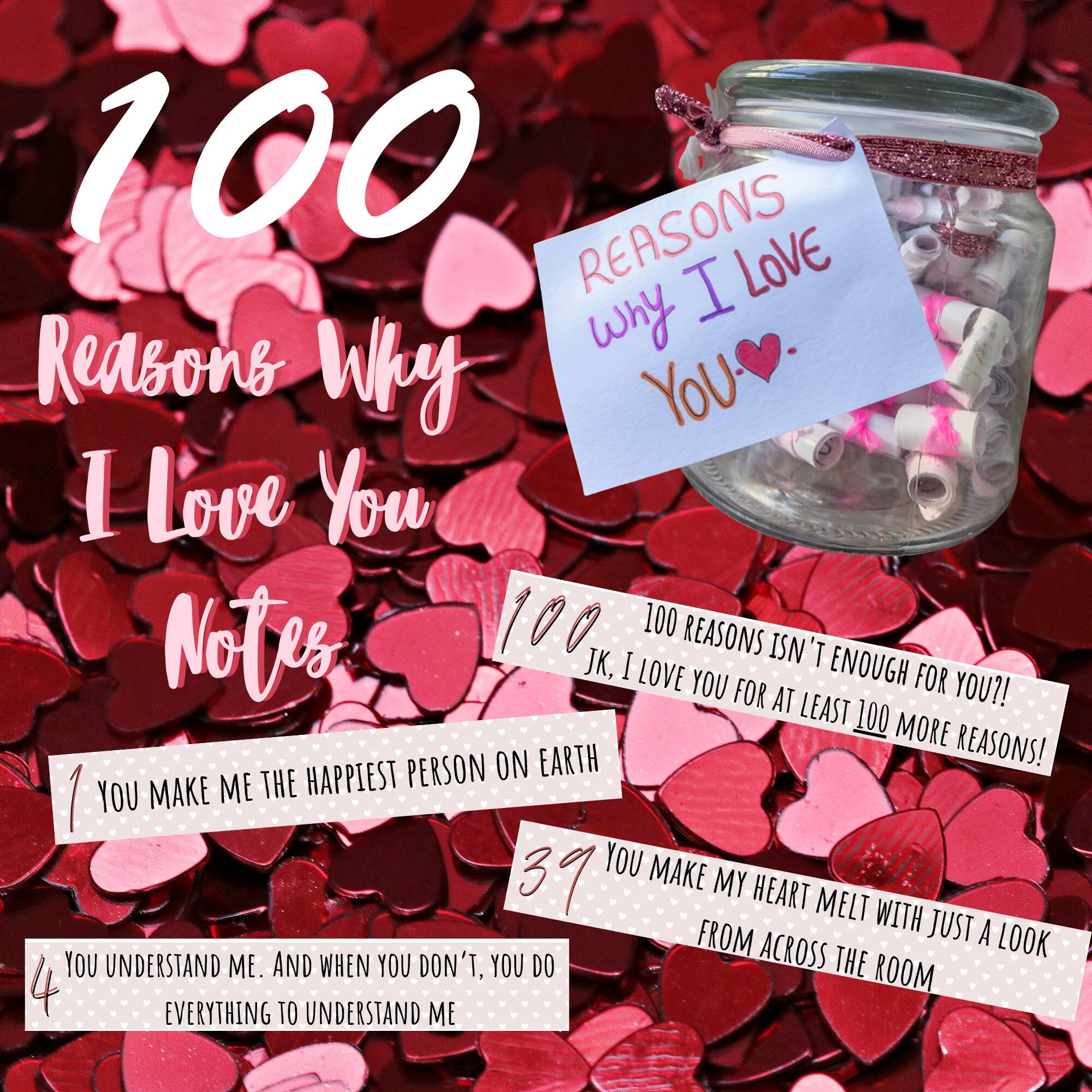 100 Reasons Why I Love You Notes for Jar Valentine's Day - Etsy
