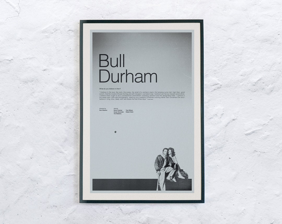 Bull Durham Movie Poster - Mid-century Inspired - Etsy