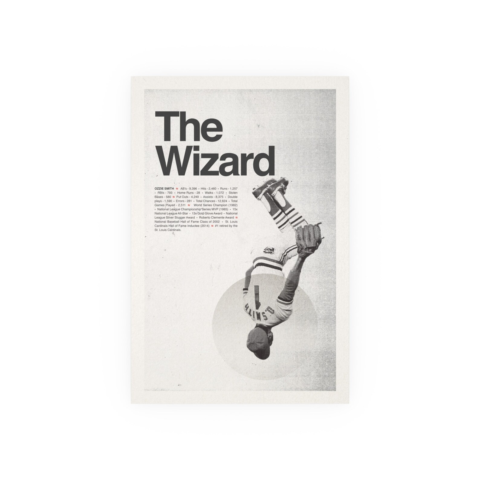Mid-century Design the Wizard Ozzie Smith Grey - Etsy