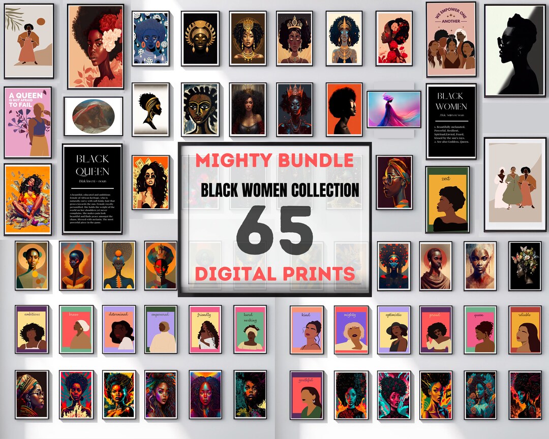 65 Black Woman Art MIGHTY BUNDLE , Black Queen Art, Fashion, Black Girl ...