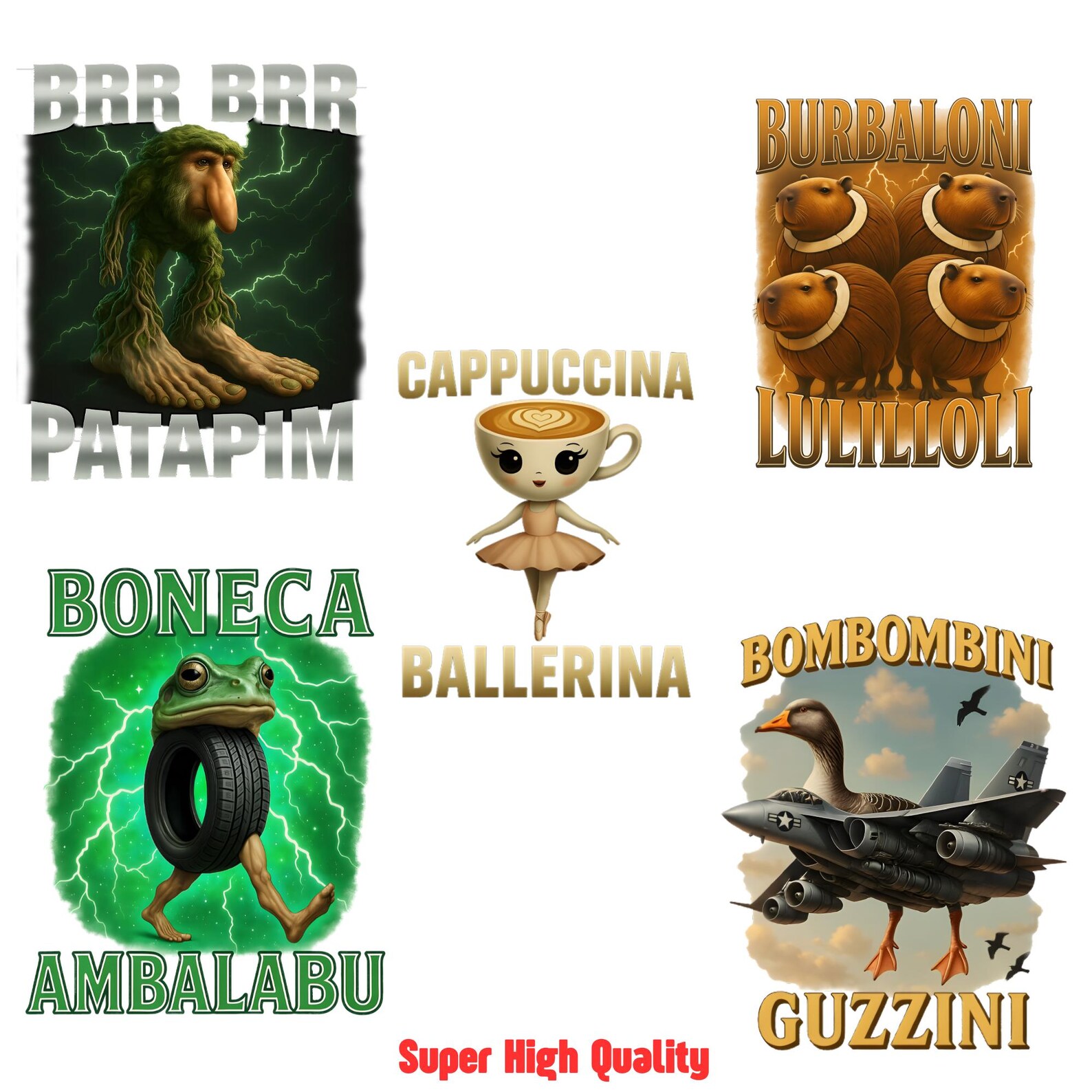 Italian Brainrot Meme PNG Bundle, Shirt & Sticker Design Files, FREE ...
