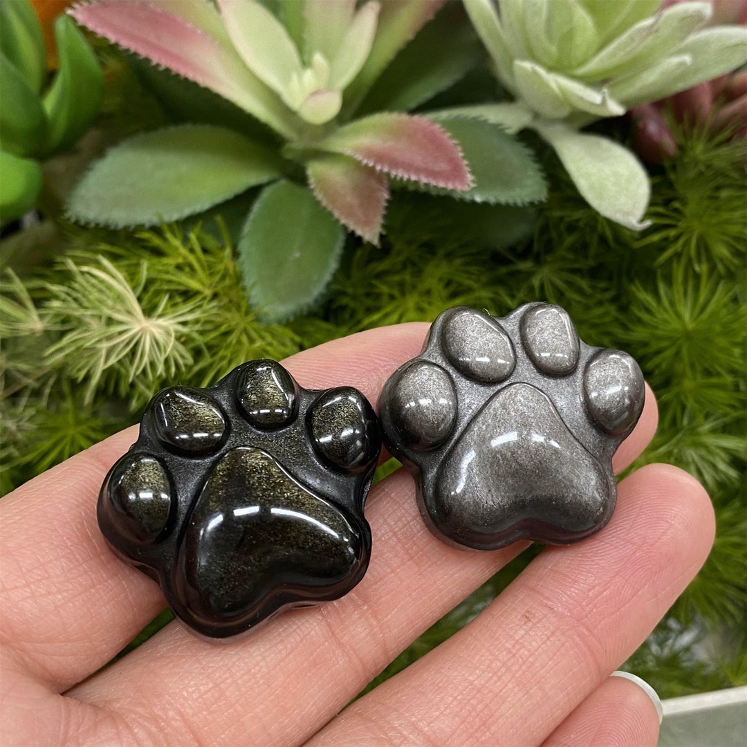 Natural Silver Gold Obsidian Crystal Quartz Cat Claw Carved ,crystal ...